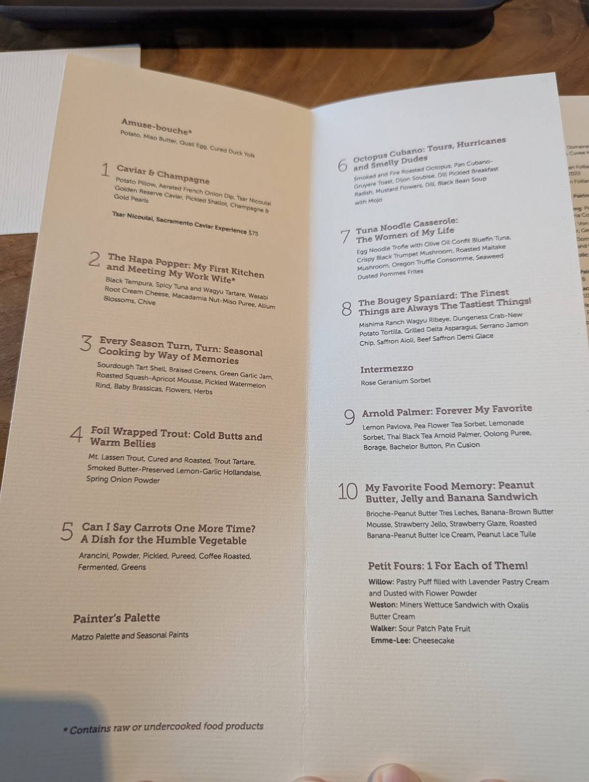 Menu at Localis restaurant, Sacramento