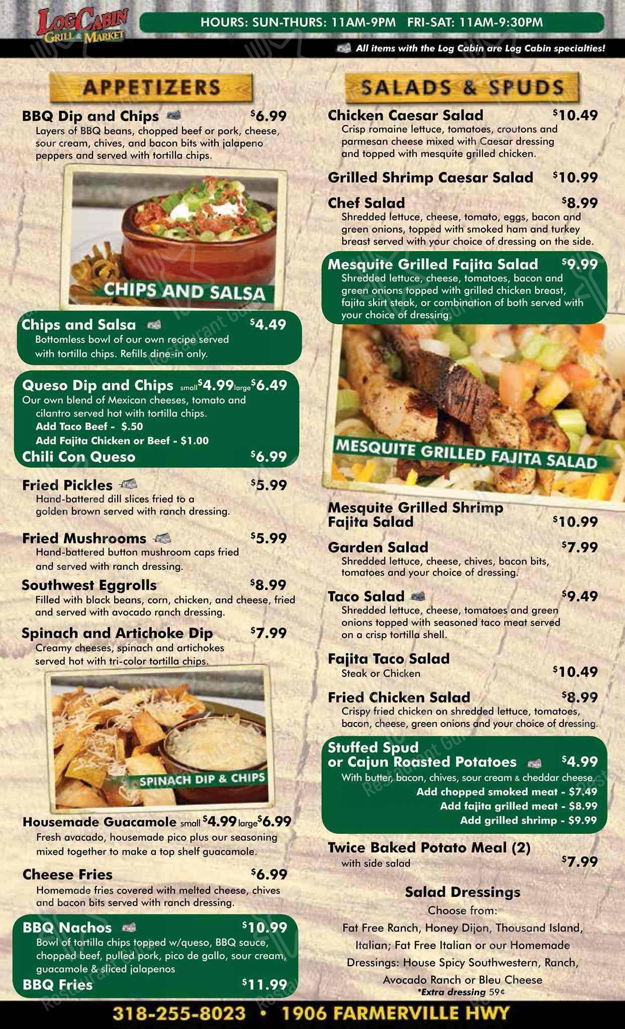 Menu at Log Cabin Grill & Market BBQ, Ruston