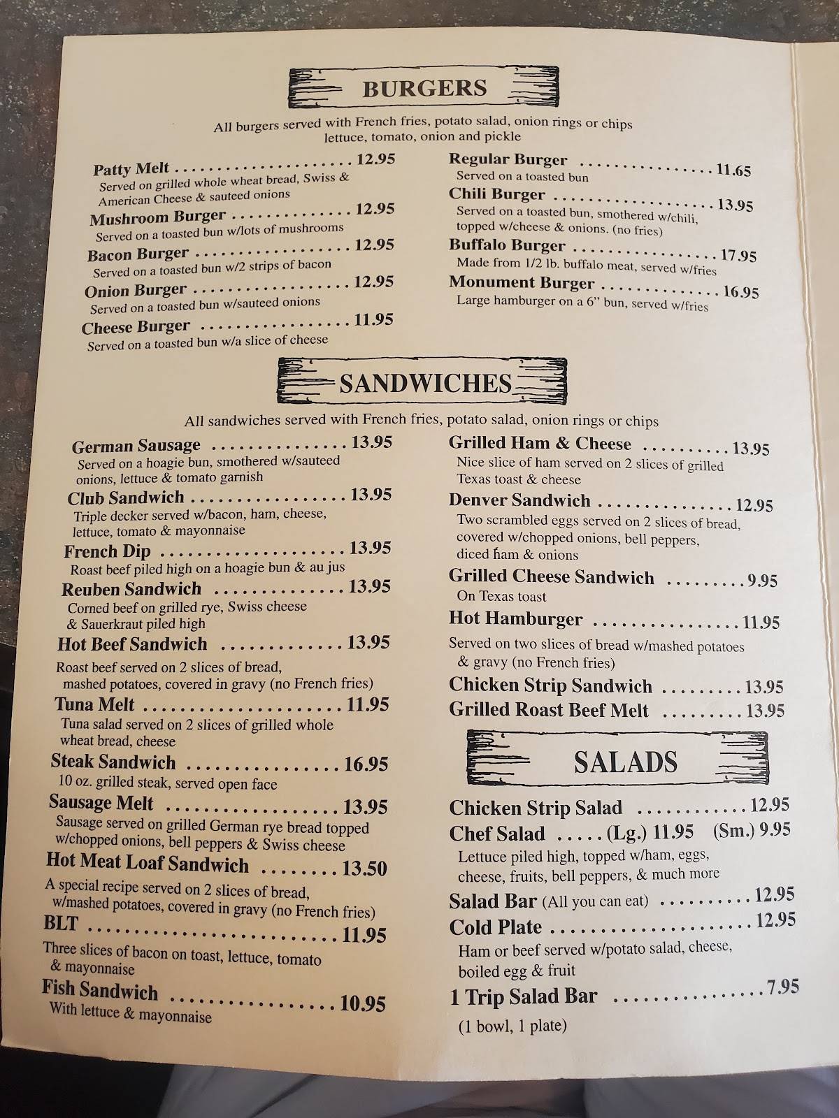 Menu at Log Cabin Restaurant & Lounge, Gering