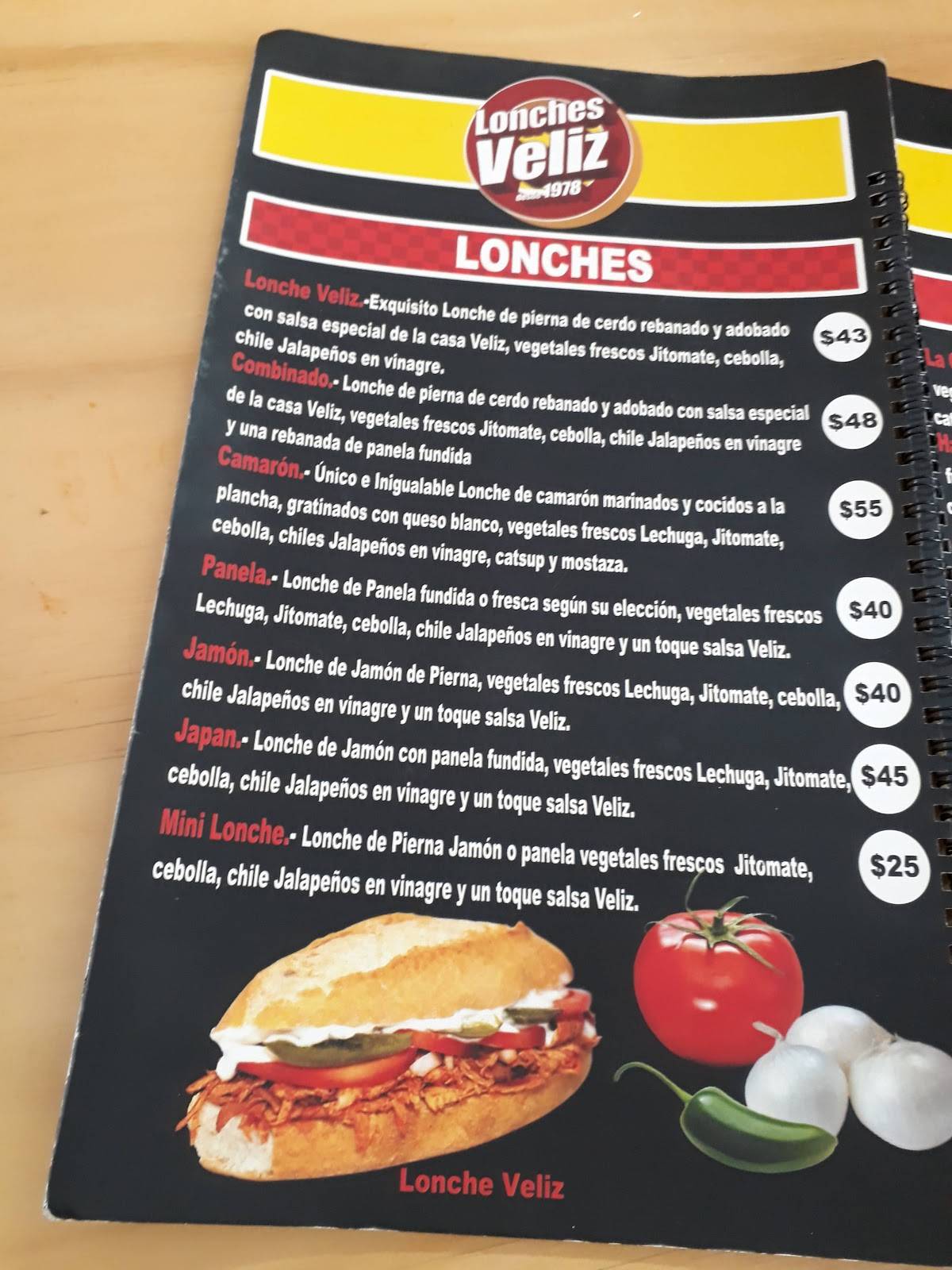 Carta del restaurante Lonches Veliz, Zapopan, Av. Sebastian Bach 5412