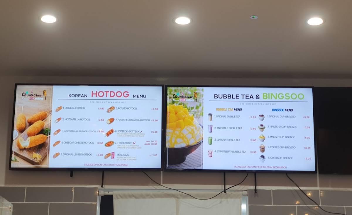 Carta del restaurante Chungchun Korean Hot Dog, Londres