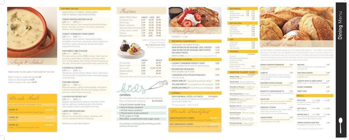 Menu at Kneaders Bakery & Cafe, Lone Tree