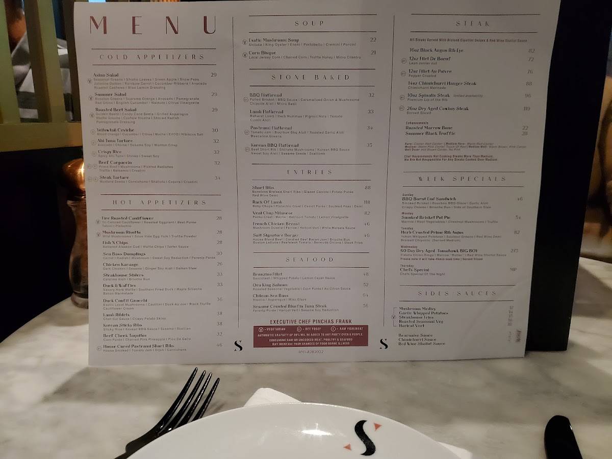 Menu at Salt Steakhouse, Long Branch