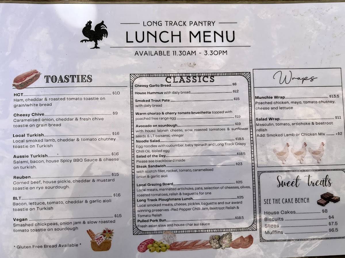 Menu at Long Track Pantry cafe, Jugiong