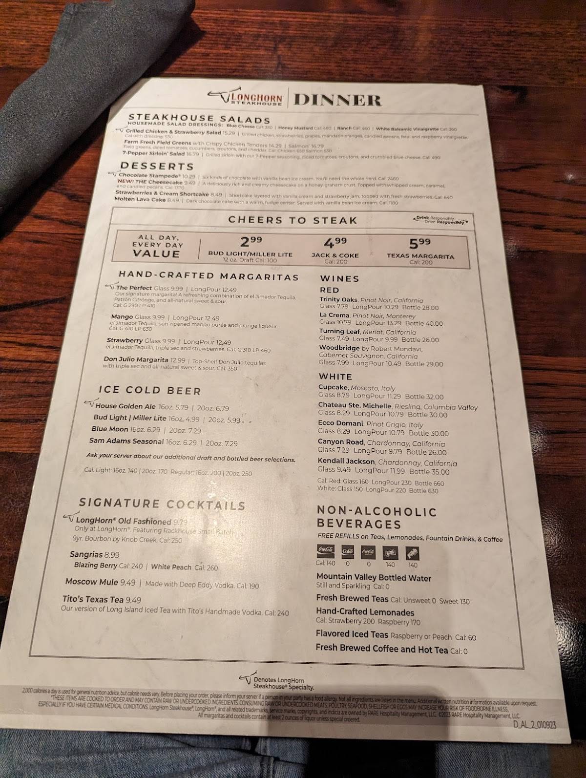 Menu at LongHorn Steakhouse, Gadsden