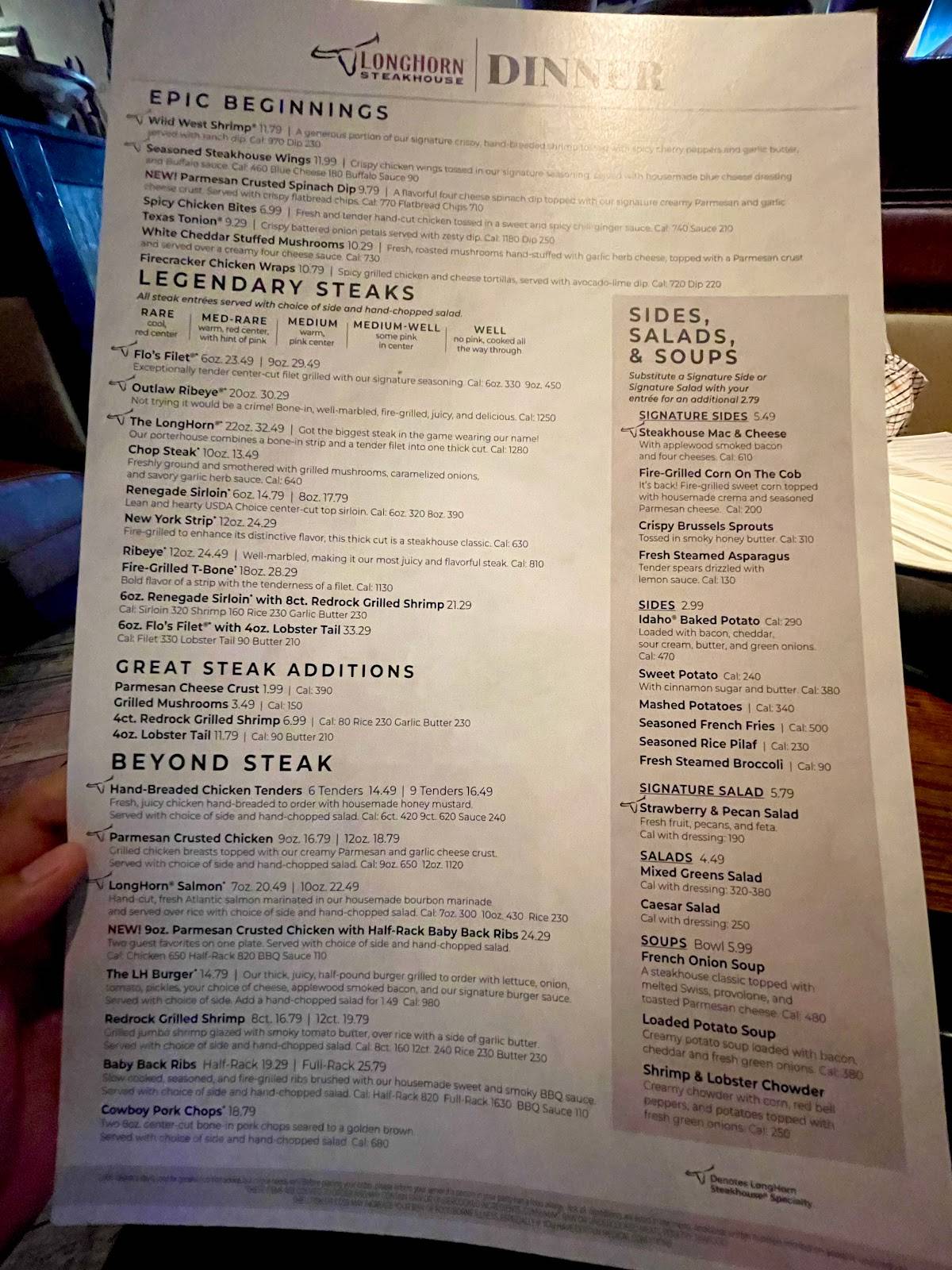 Menu at LongHorn Steakhouse, Greendale, S 76th St