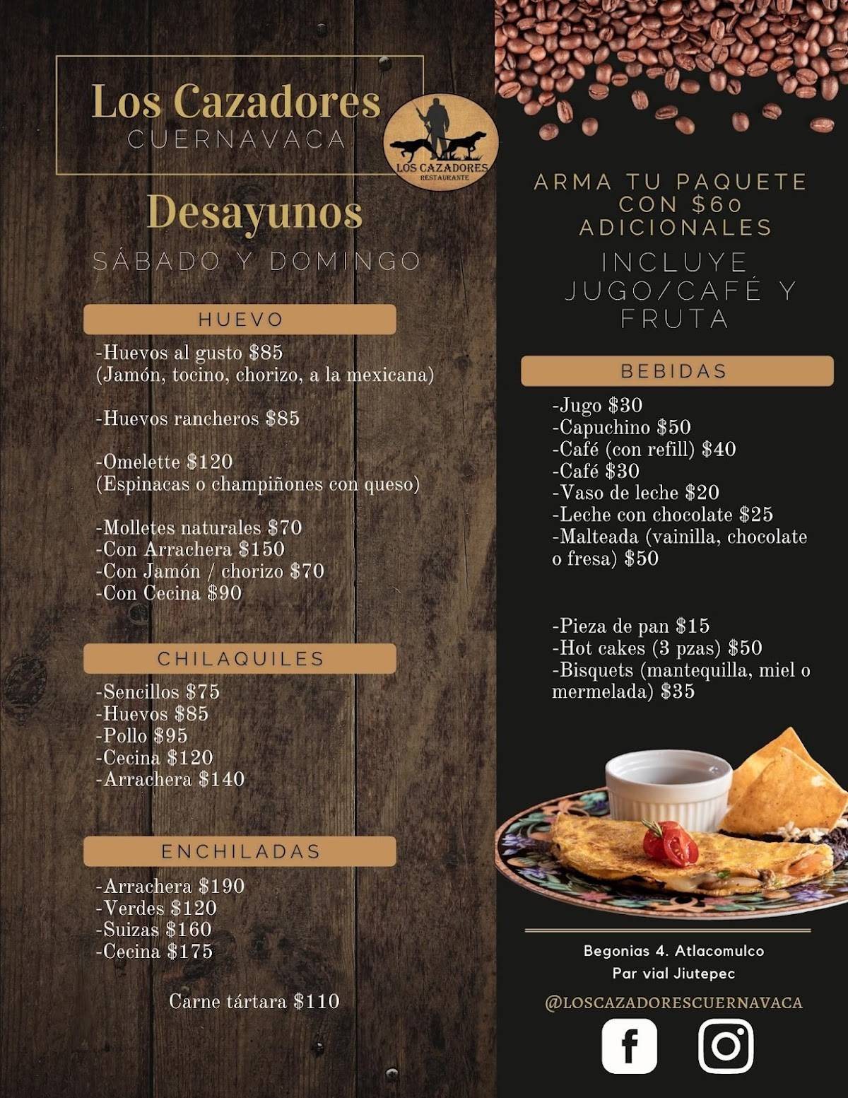 Carta del restaurante Los Cazadores Cuernavaca, Jiutepec