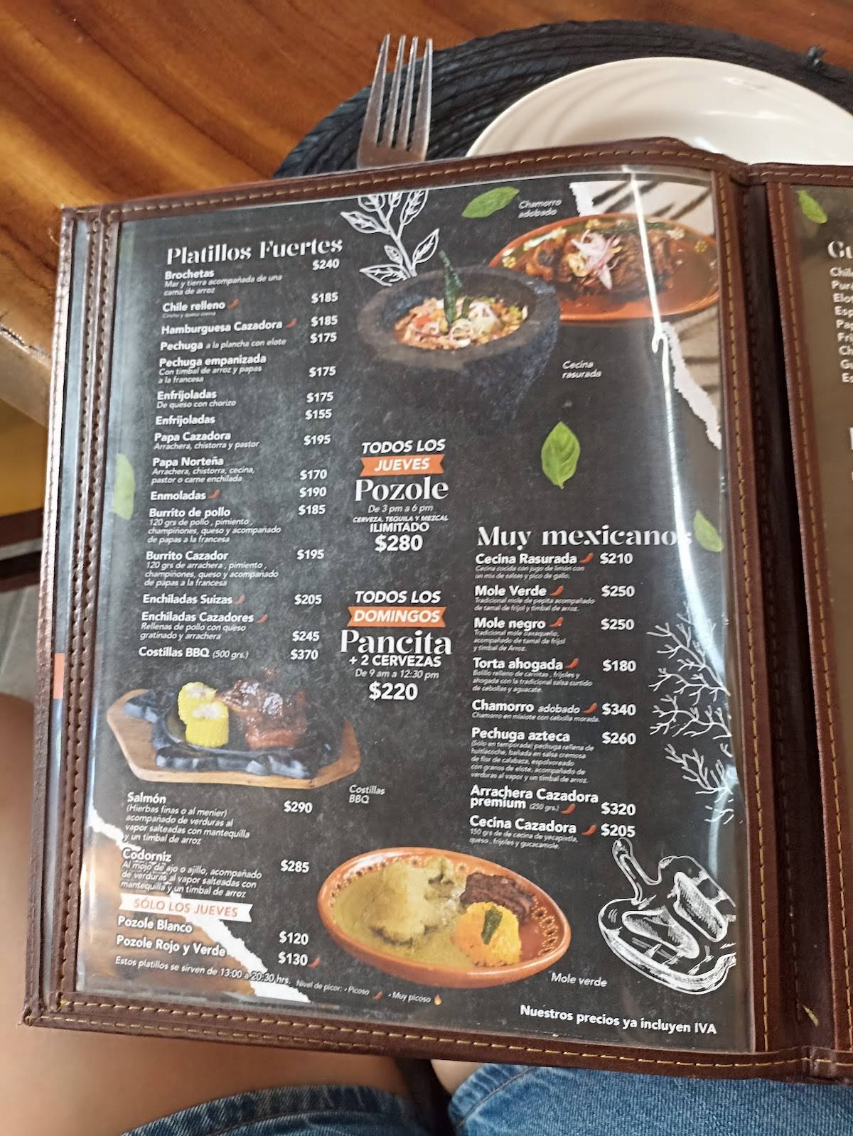 Carta del restaurante Los Cazadores Cuernavaca, Jiutepec