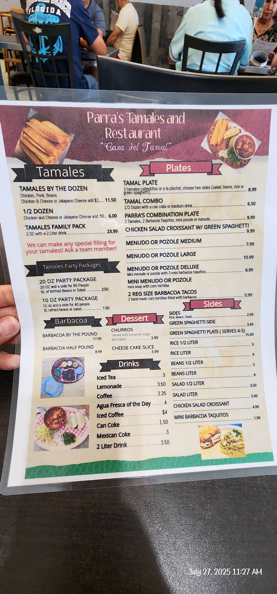 Menu at Parra's Tamales And Restaurant, Los Fresnos, FM 803 A2