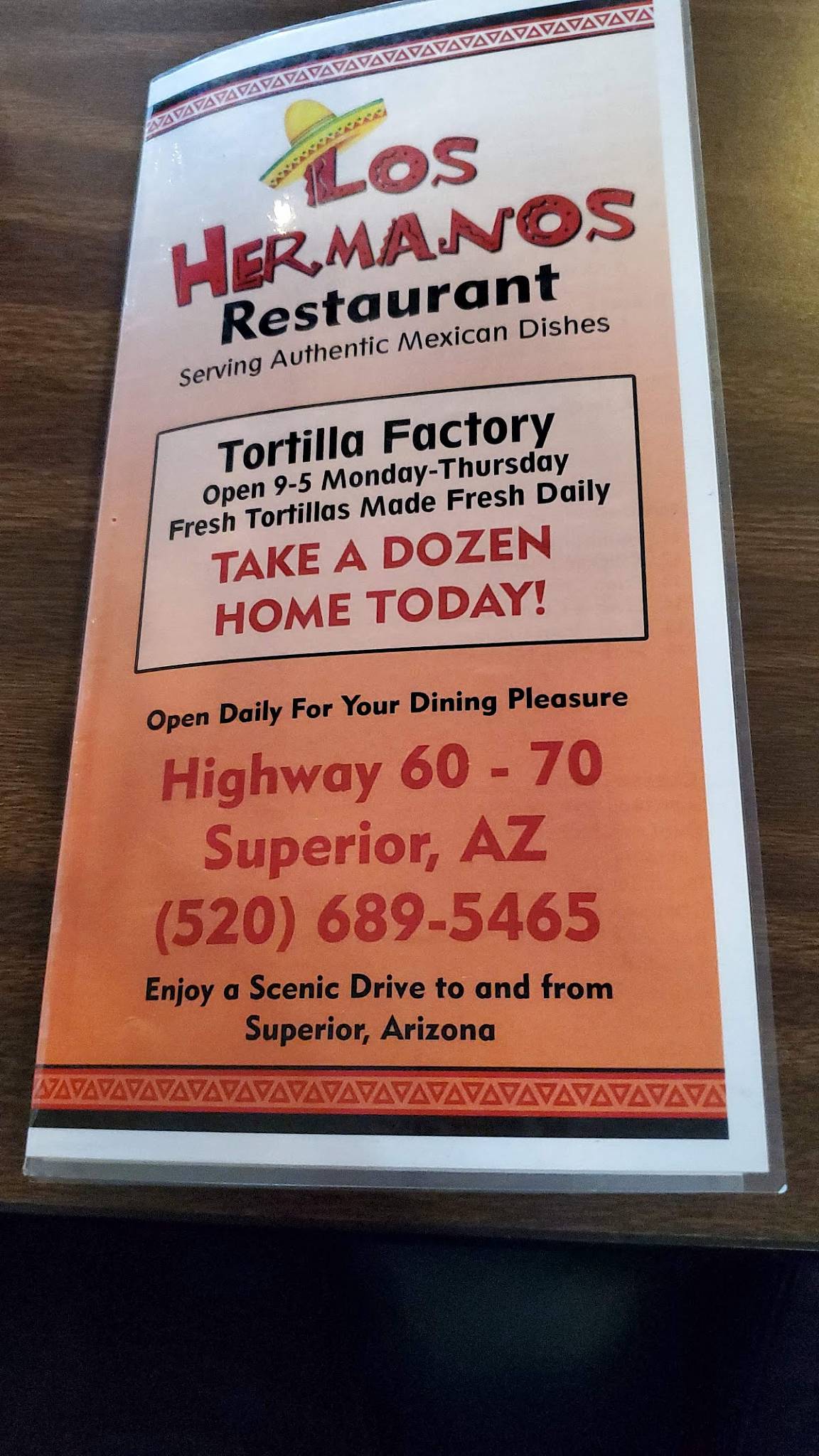 Menu at Los Hermanos Restaurant & Lounge, Superior, 835 US-60
