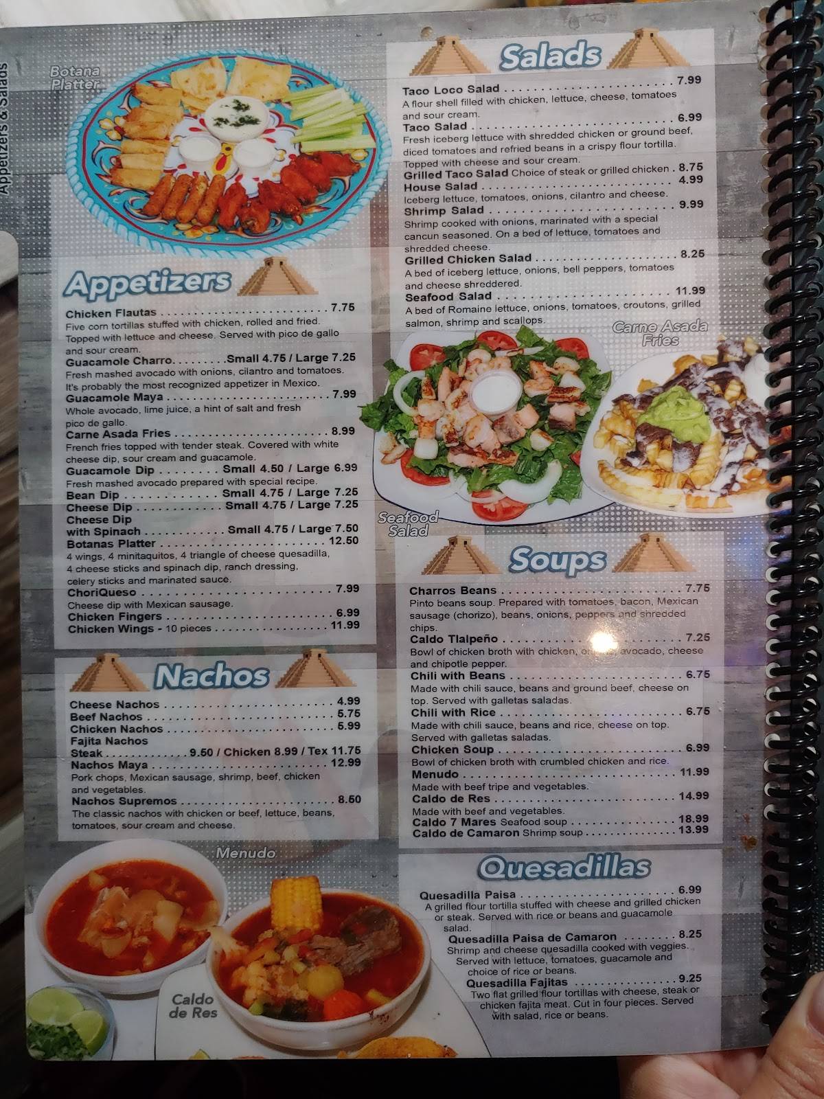 Menu at Los Mayas Mexican Grill Taylors restaurant, Greer