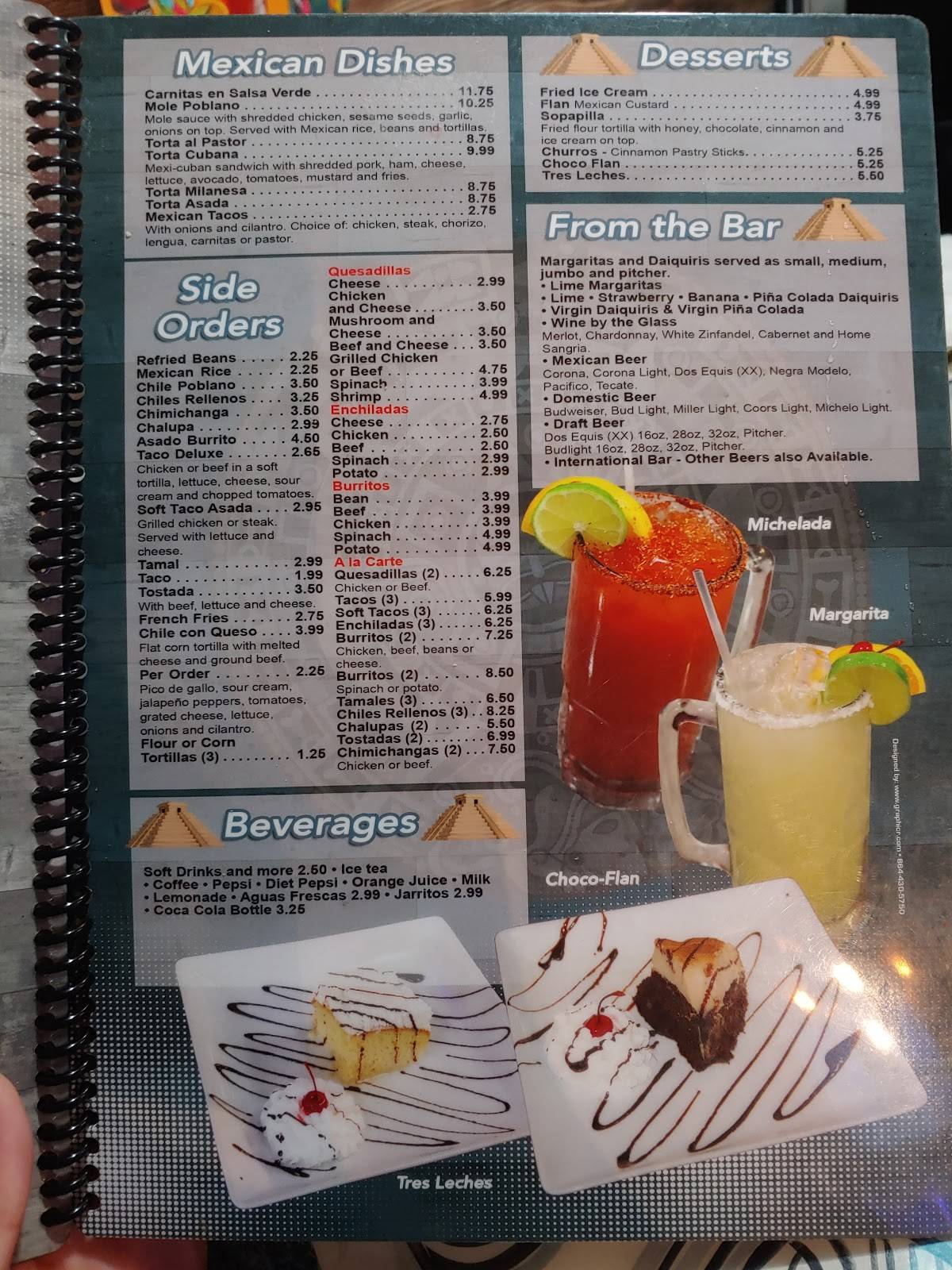 Menu at Los Mayas Mexican Grill Taylors restaurant, Greer