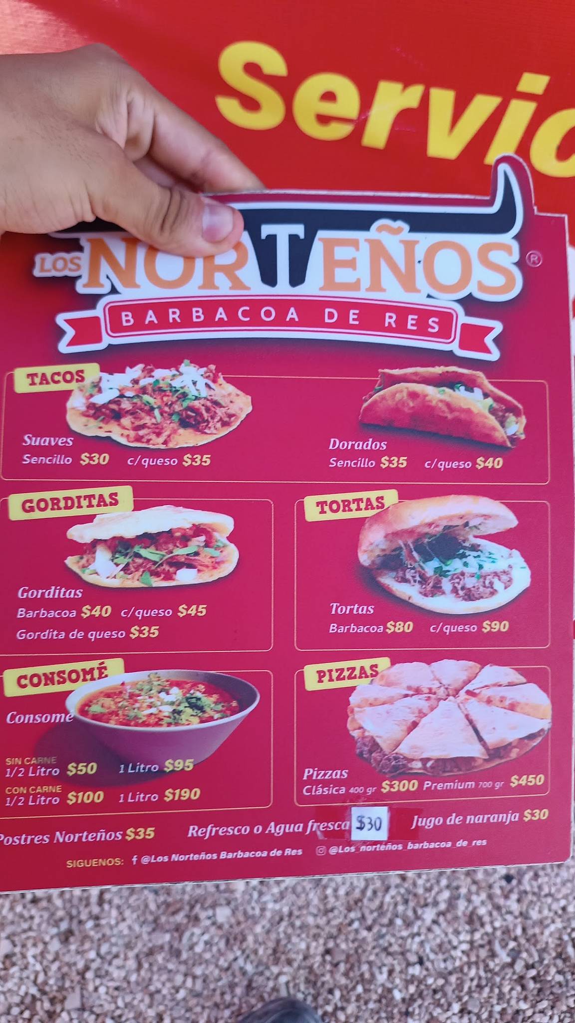 Carta de Los Norteños Barbacoa de Res, Cancún
