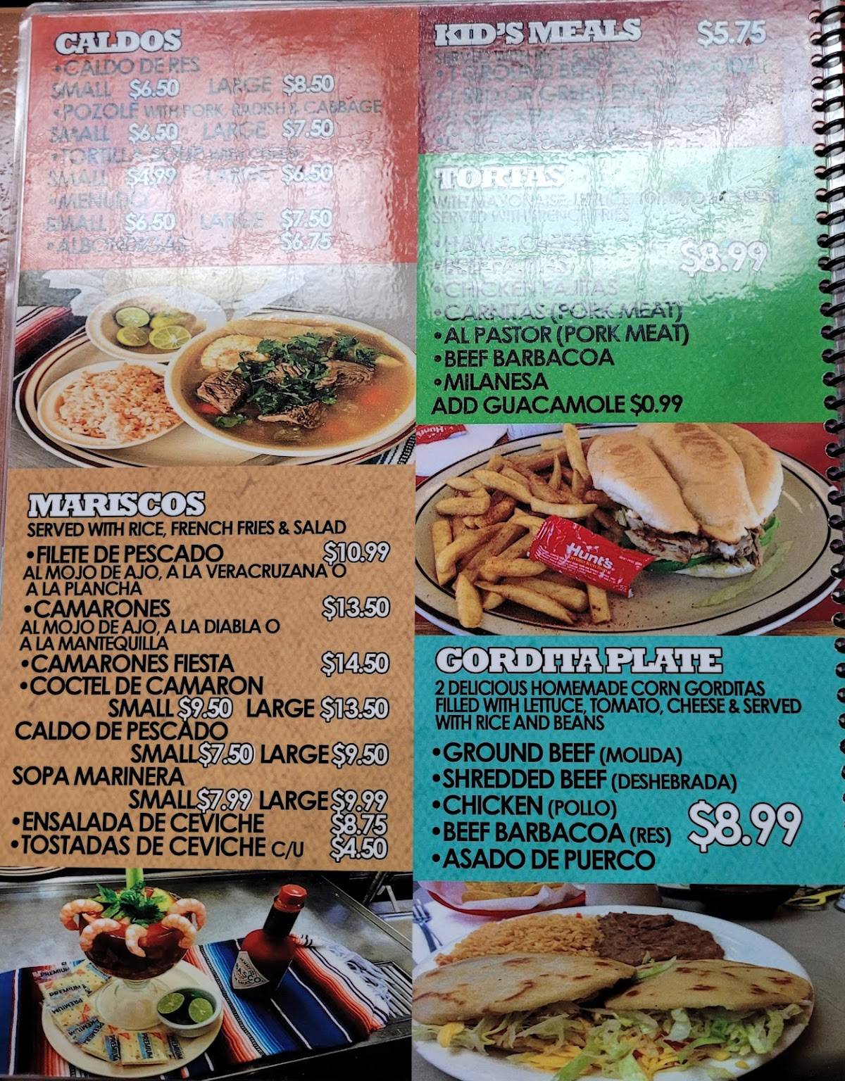 Menu at Los Tres Gallegos restaurant, El Paso, Pebble Hills Blvd