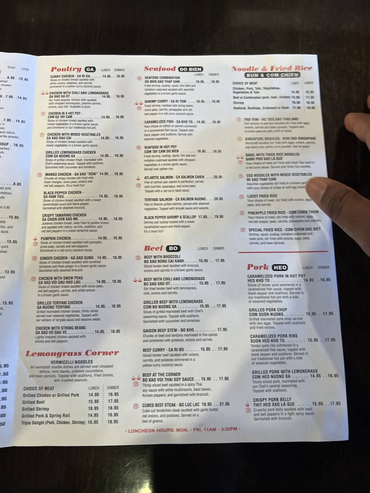 Carta del restaurante Lucky Corner Vietnamese Cuisine at Westview ...