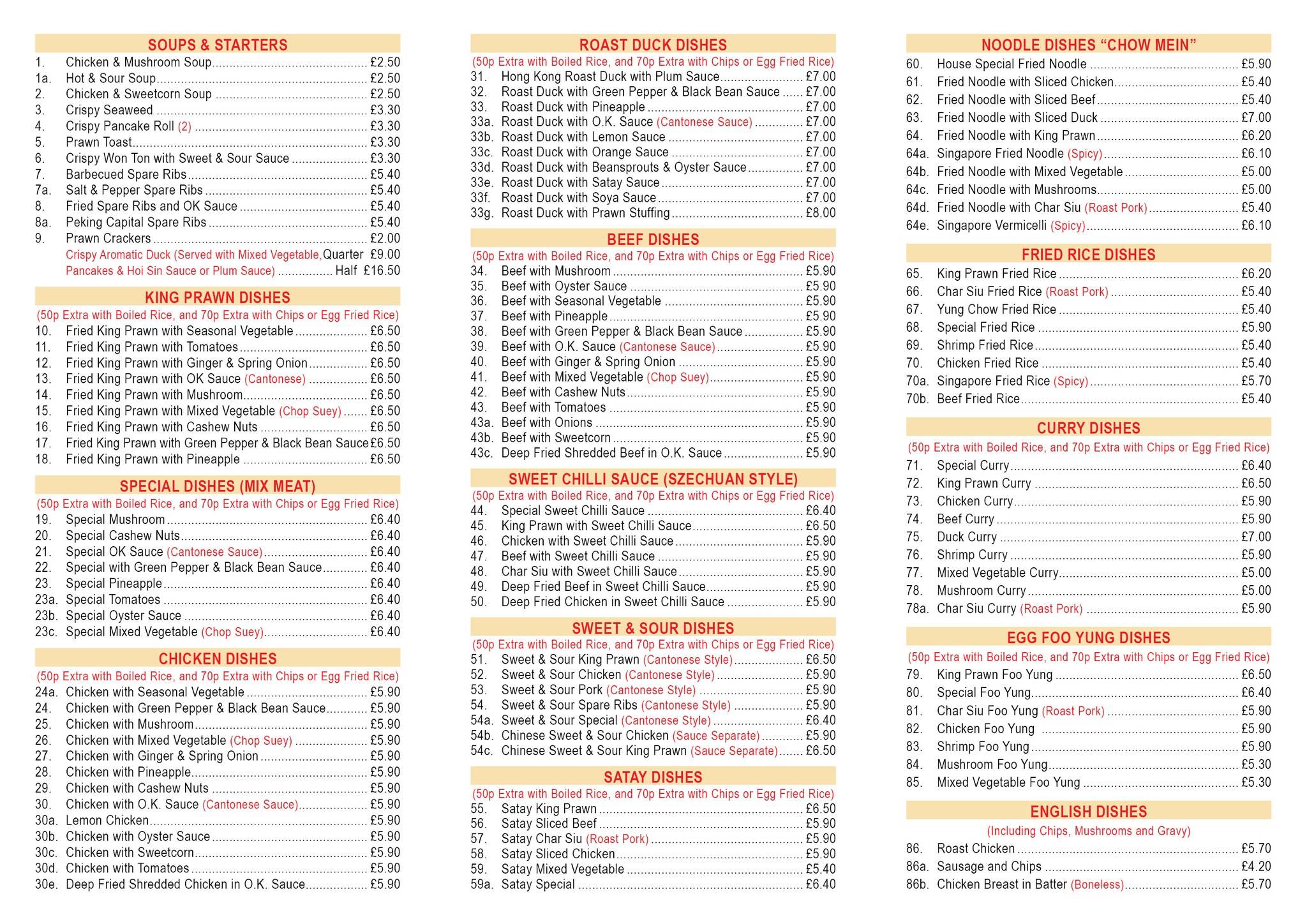 Menu at Lucky Horse fast food, Selby