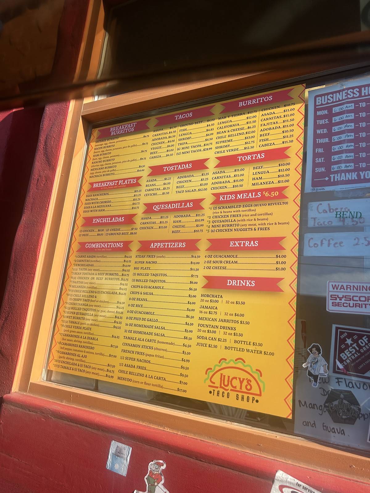 Menu at Lucys Taco Shop Bend restaurant, Bend