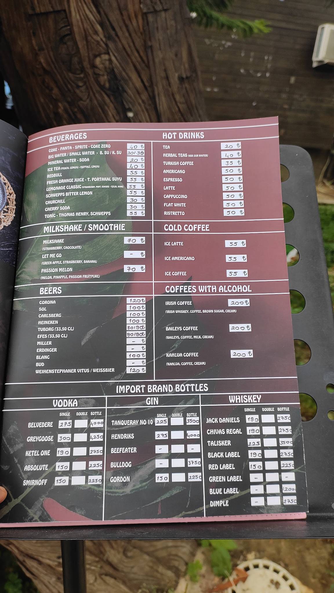 Menu at Lui beach & lounge, Alanya