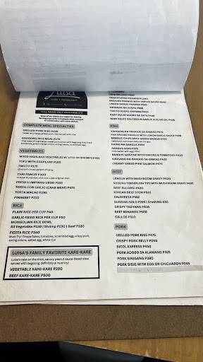 Menu at Luisa Cafe & Restaurant, Lucena