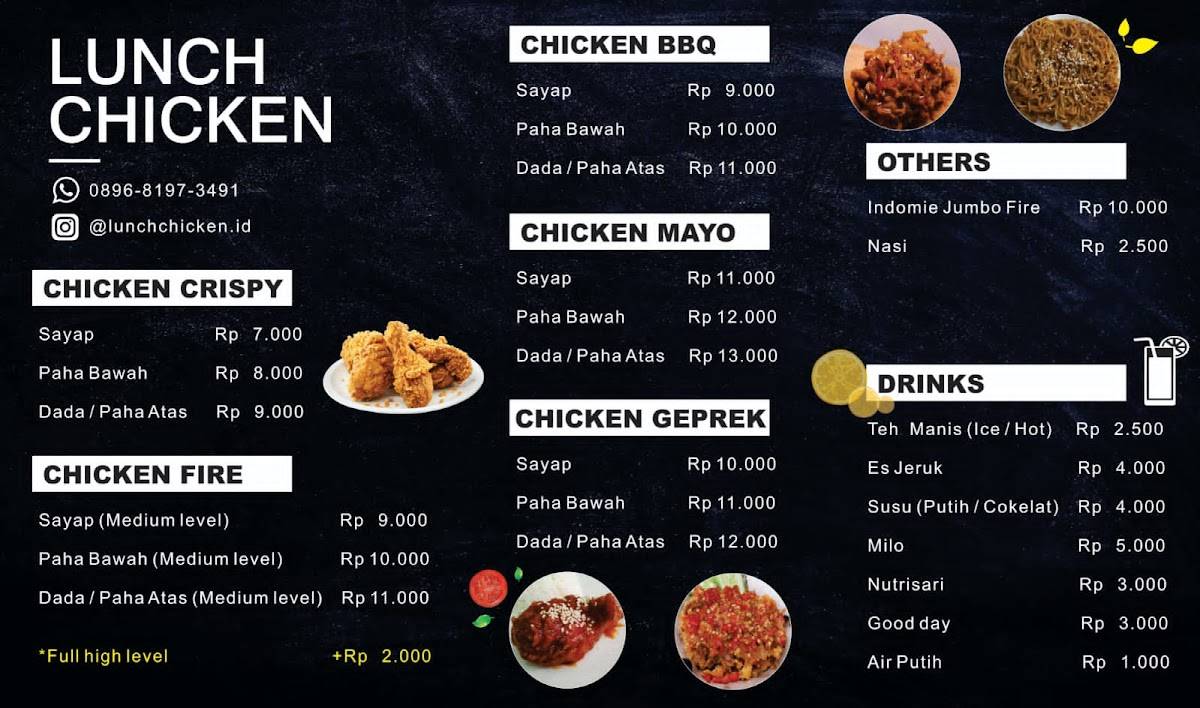 Menu at Lunch Chicken restaurant, Mayong Lor