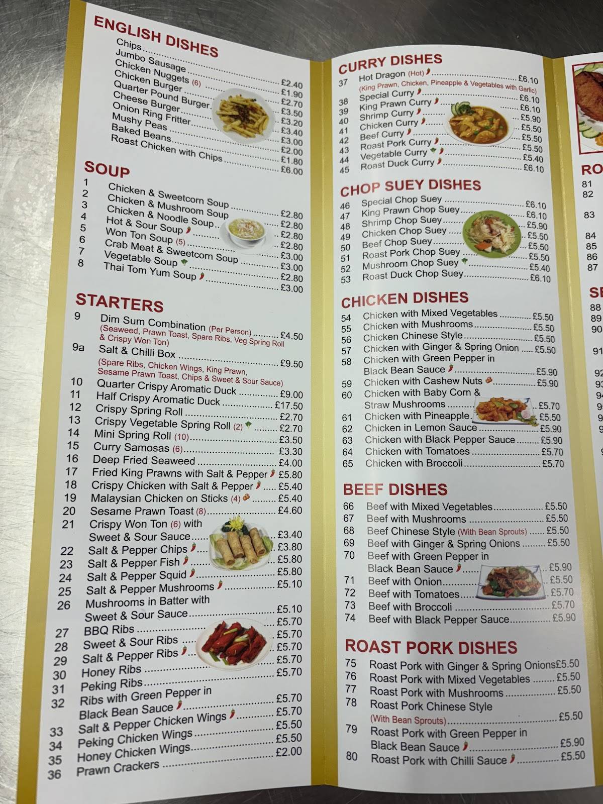 Menu at Lung Fung Chinese Takeaway fast food, Sheffield
