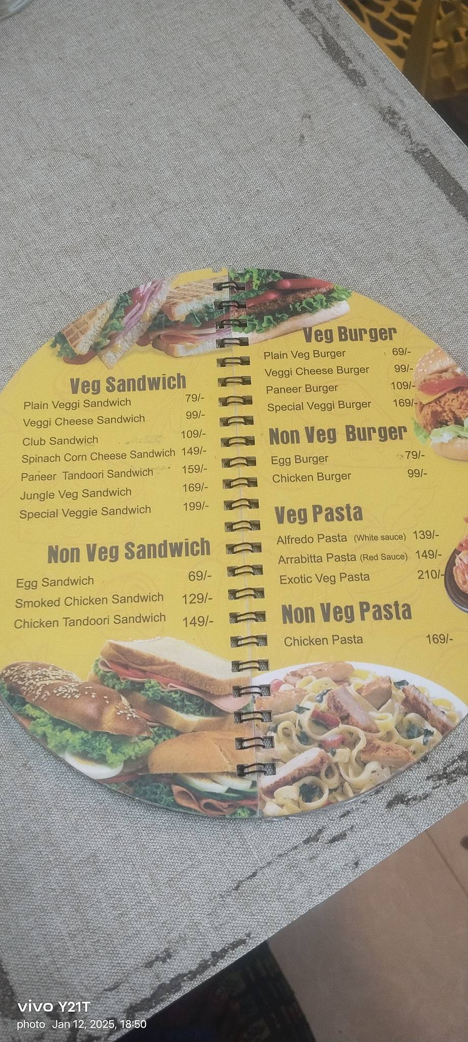 Menu at MEMORIES CAFE, Tumakuru