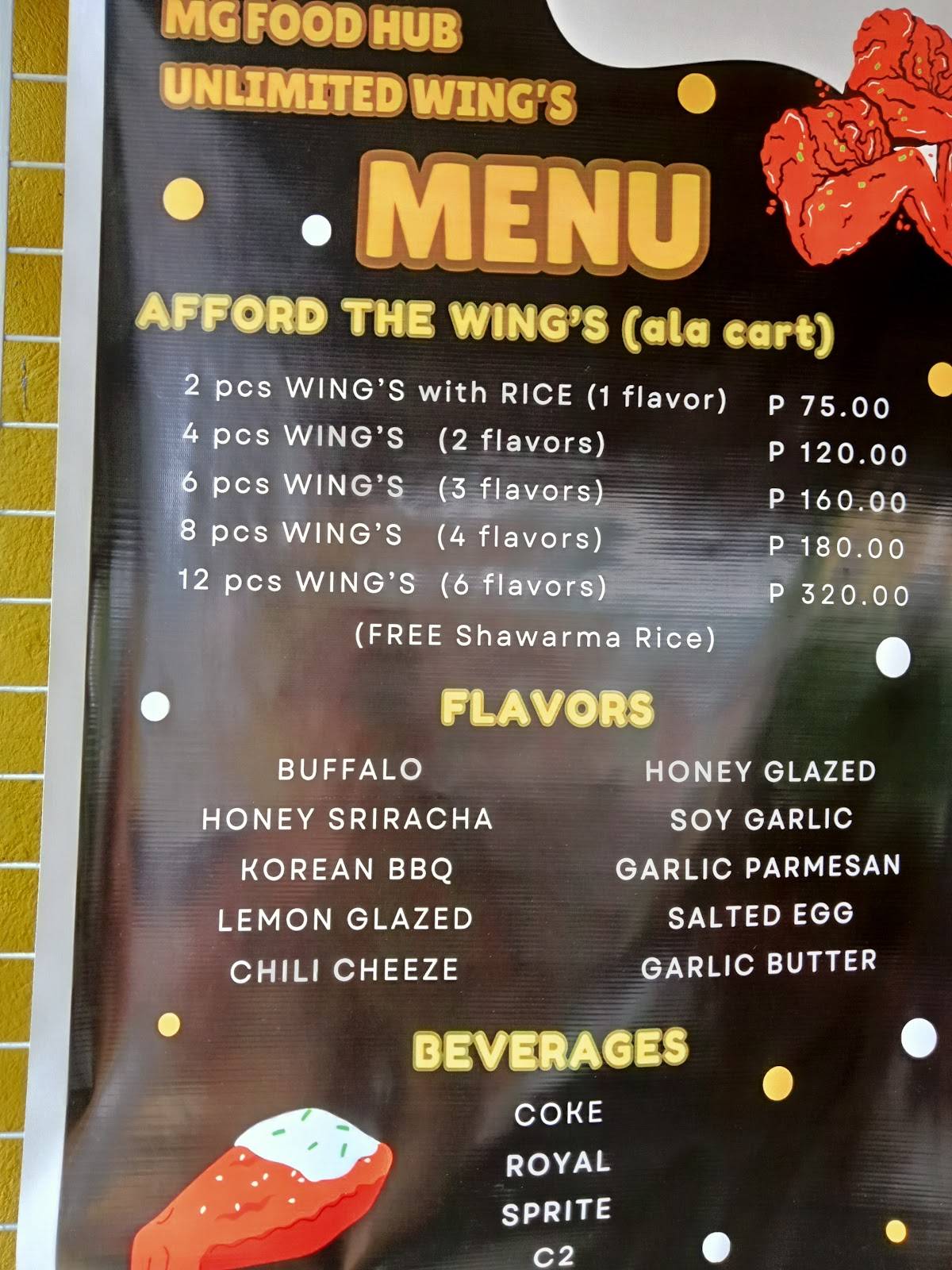 Menu at MG FOOD HUB AND UNLI WINGS restaurant, Bay