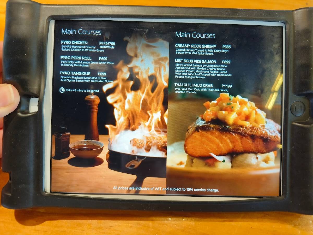 Menu at MIST restaurant, Panglao, Anos Fonacier Circumferential Rd