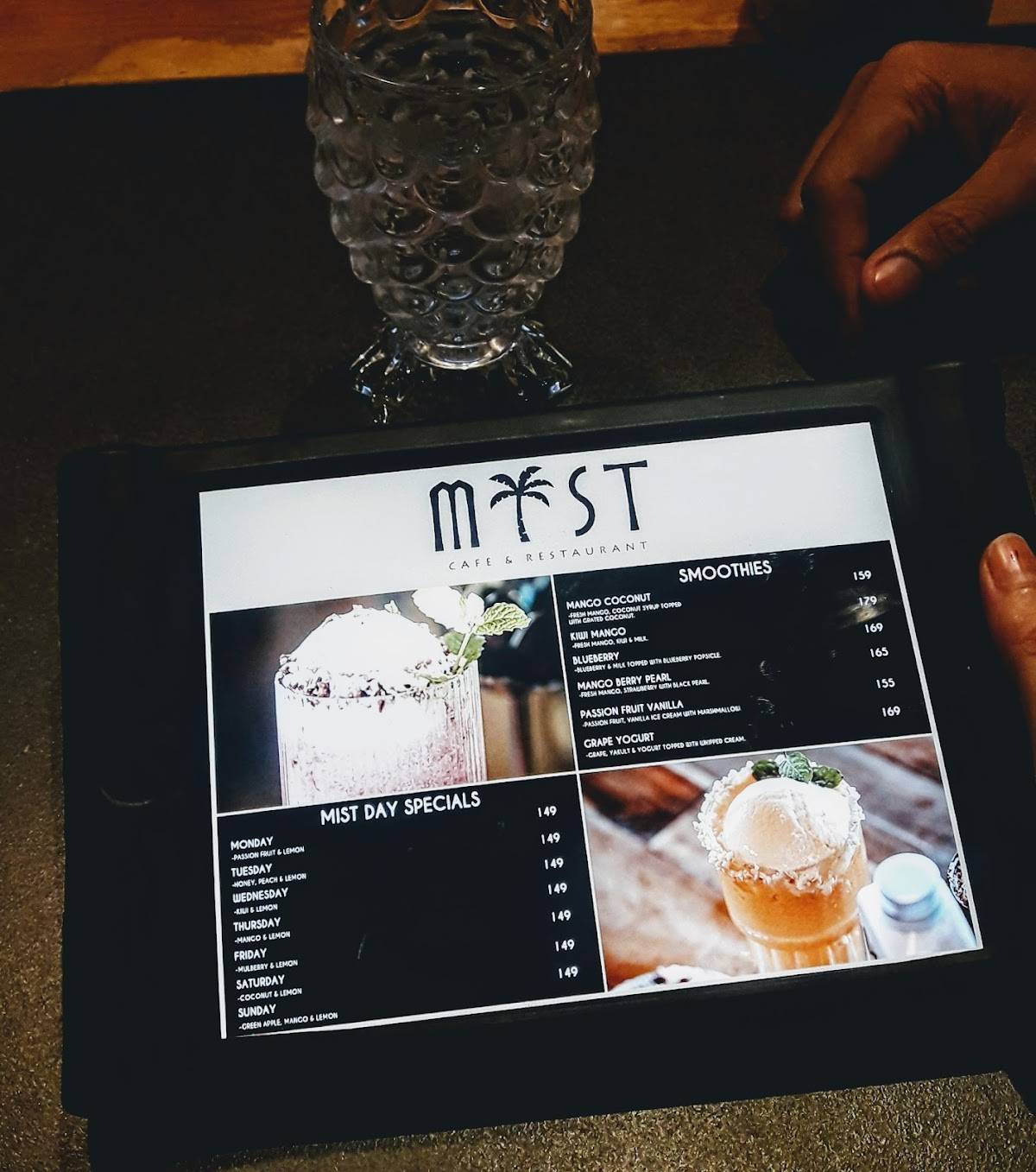 Menu at MIST restaurant, Panglao, Anos Fonacier Circumferential Rd