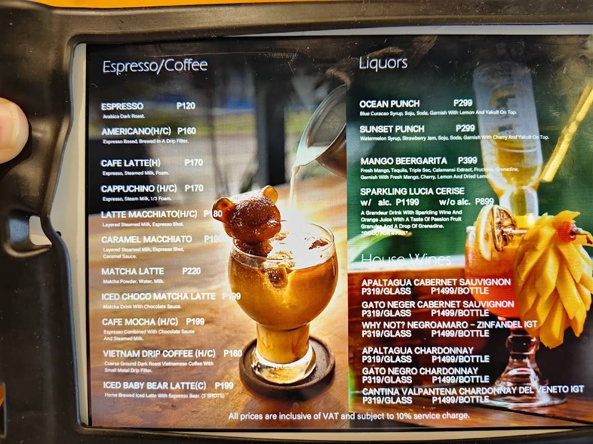Menu at MIST restaurant, Panglao, Anos Fonacier Circumferential Rd