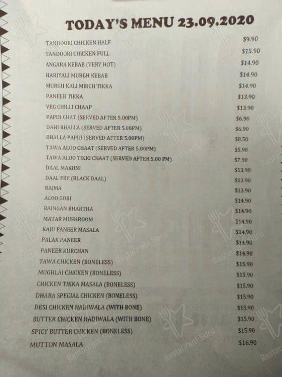 Menu at Mitran Da Dhaba Blacktown restaurant, Blacktown