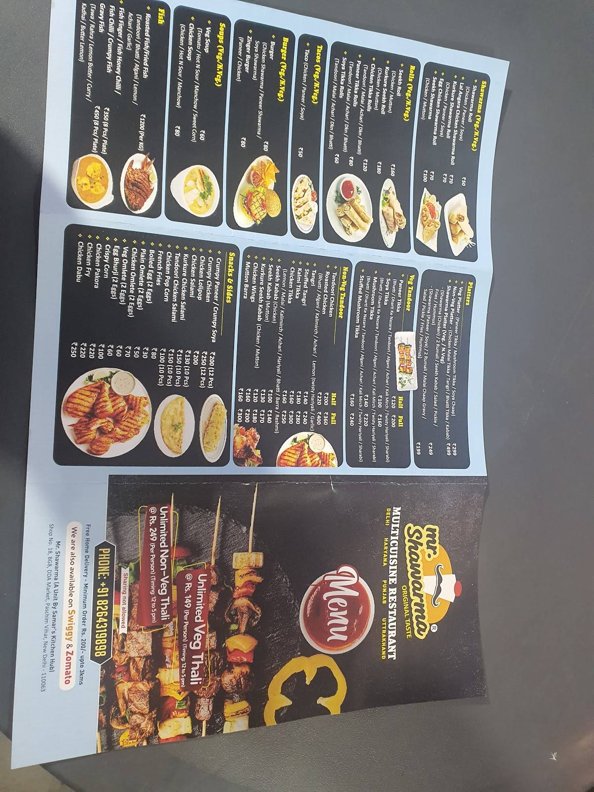 Menu at MR. SHAWARMA, New Delhi, DDA Market