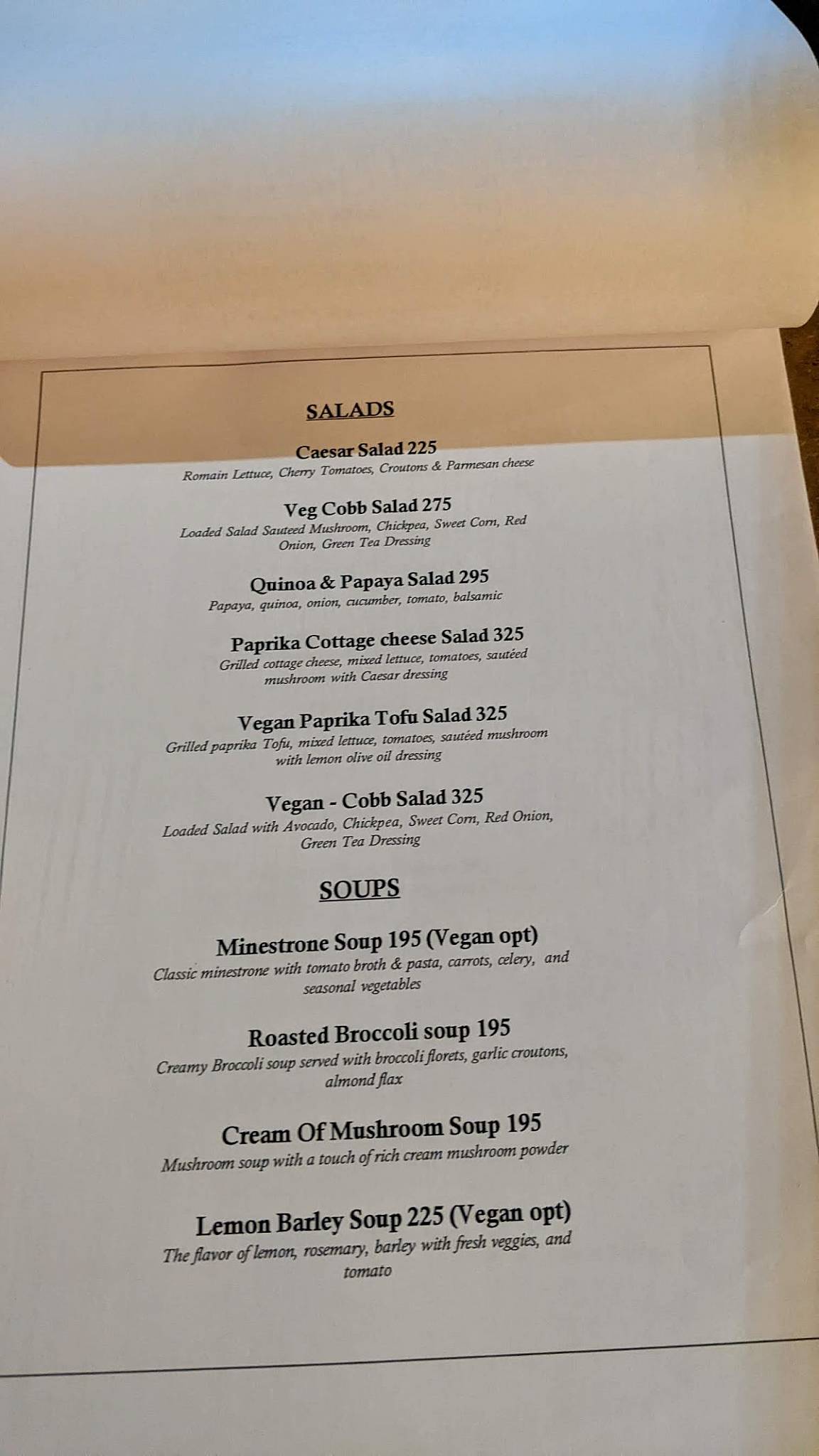 Menu at MY.KA Cafe Mysore, Mysuru