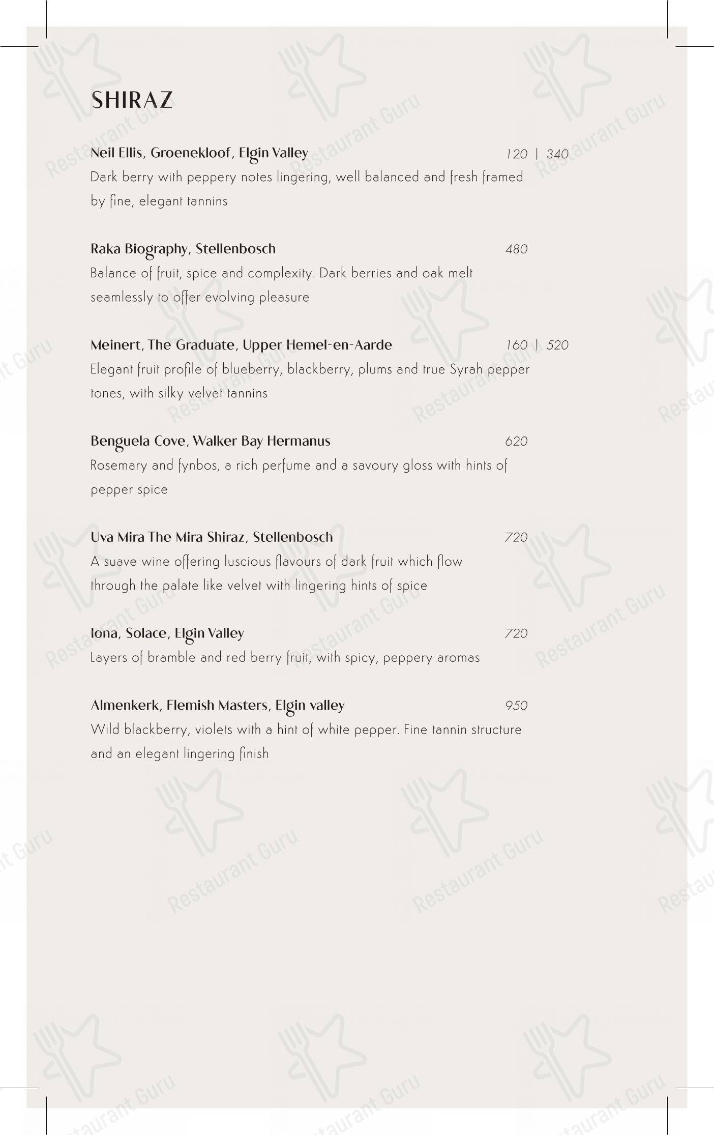 Menu at Mabu Restaurant, Midrand, Waterfall Wilds