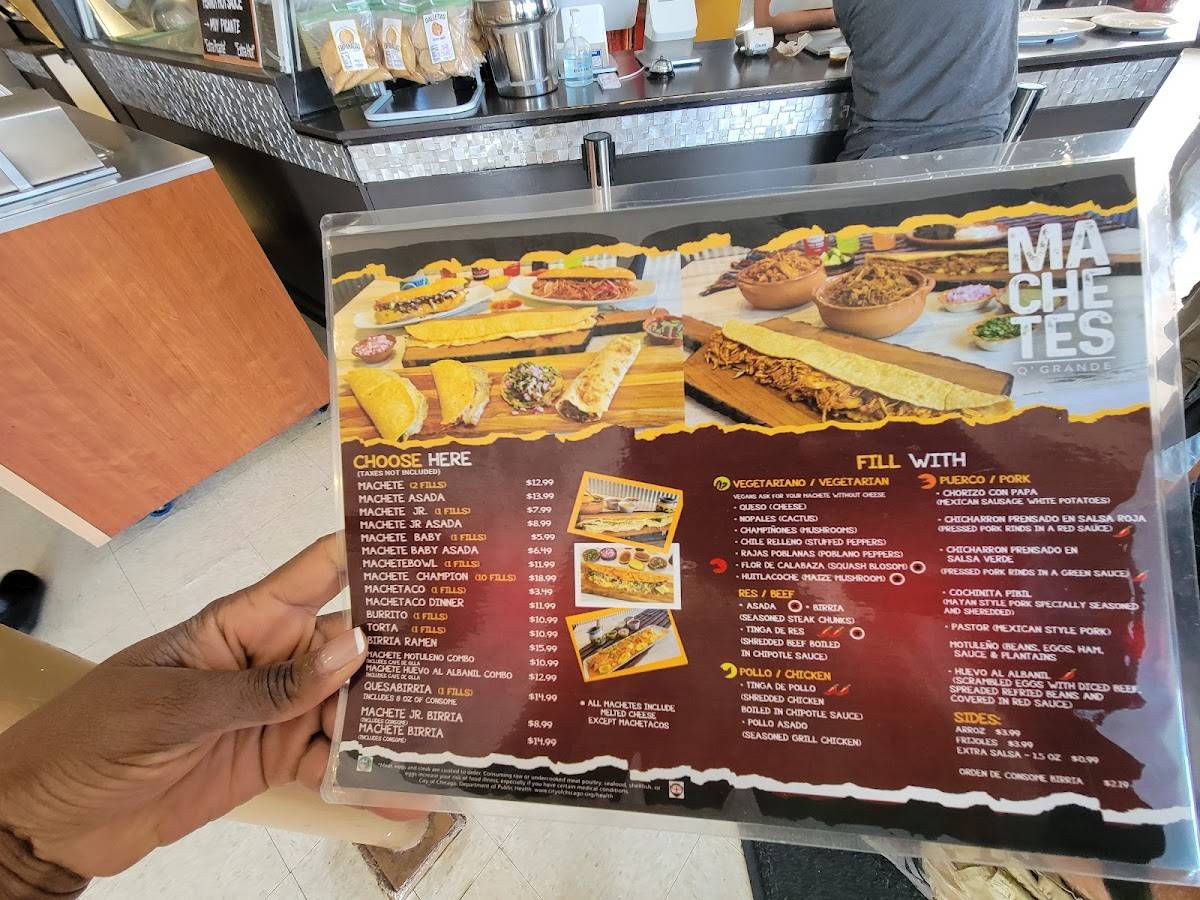 Menu at Machetes restaurant, Chicago, S Cicero Ave