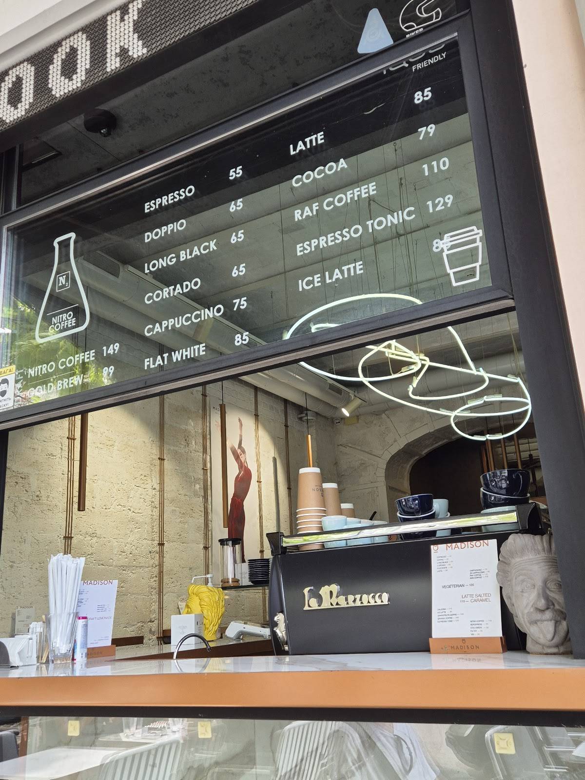 Menu at Madison cafe, Odesa