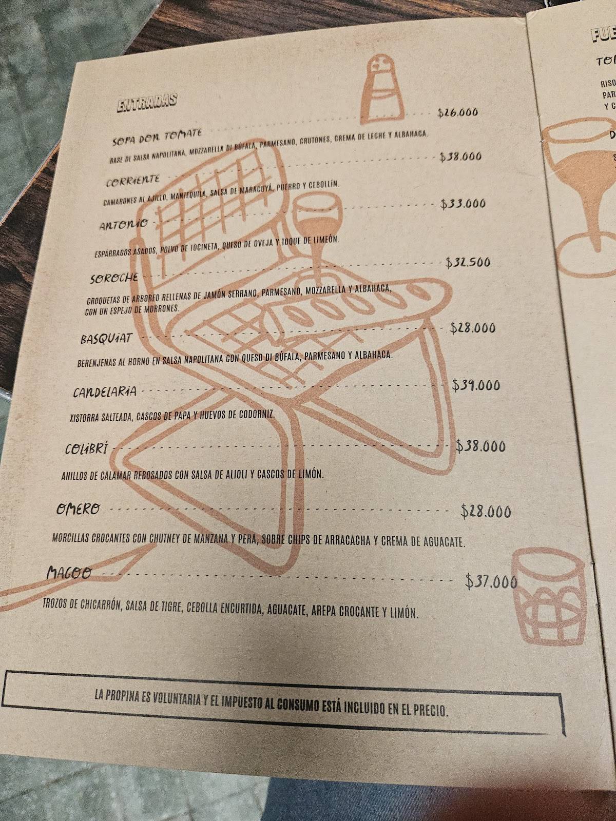 Carta de Restaurante Madre, Bogotá