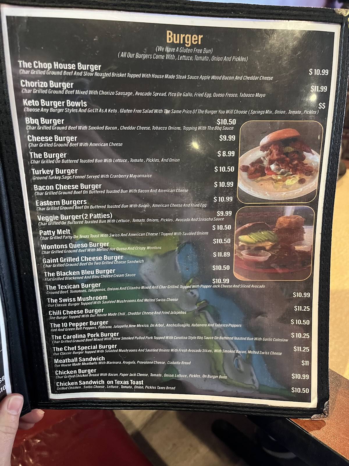 Menu at Mahogany's Chop House Burgers and Lounge restaurant, Arlington ...