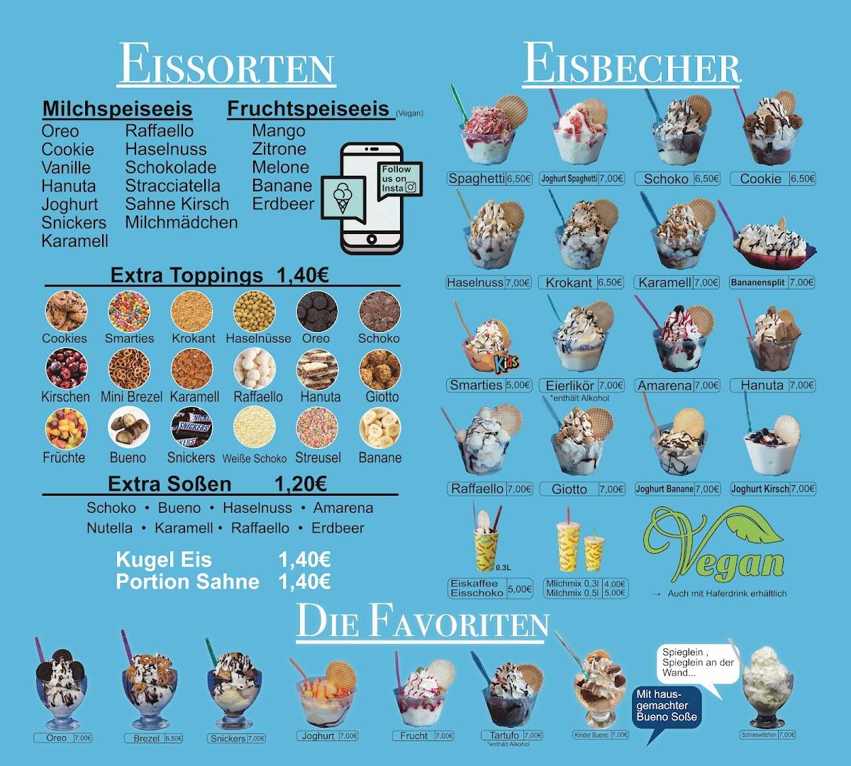 Speisekarte von Main Eis restaurant, Hanau