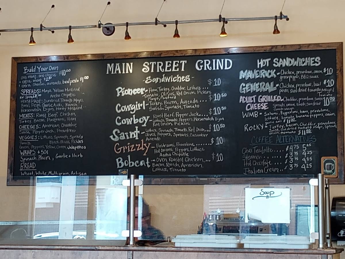 Menu at Main Street Grind cafe, Miles City
