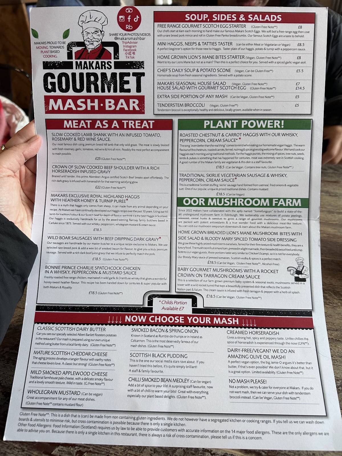 Menu at Makars Mash Bar, Edinburgh, 9-12 Bank St