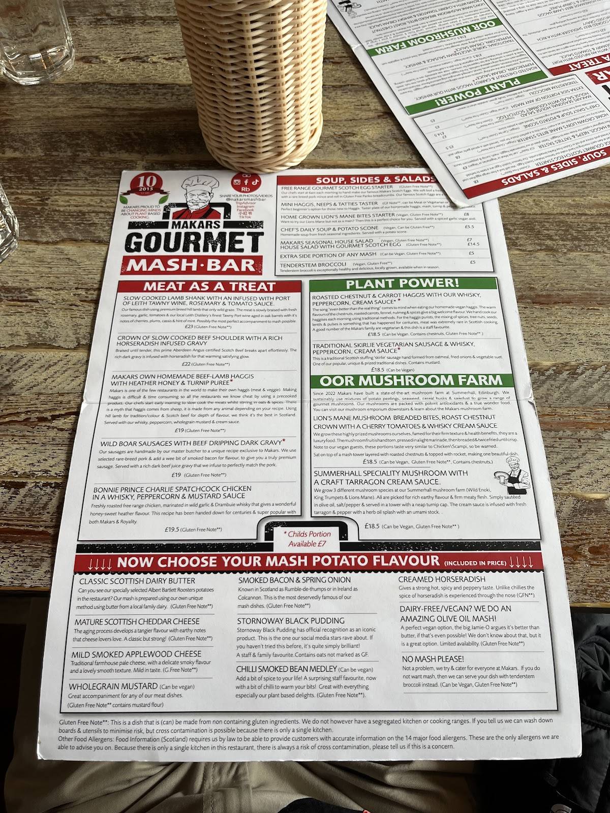 Menu at Makars Mash Bar, Edinburgh, 9-12 Bank St