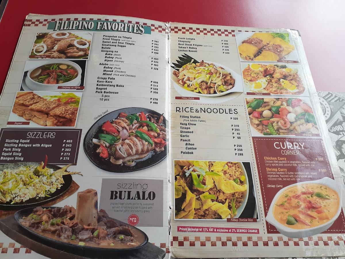 Menu at Filling Station Bar And Cafe, Makati, P Burgos