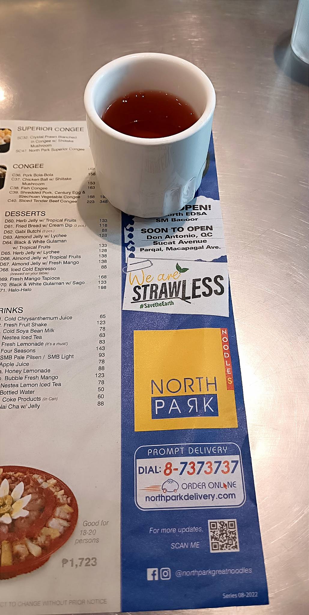 Menu at North Park Noodles restaurant, Makati, Makati Avenue