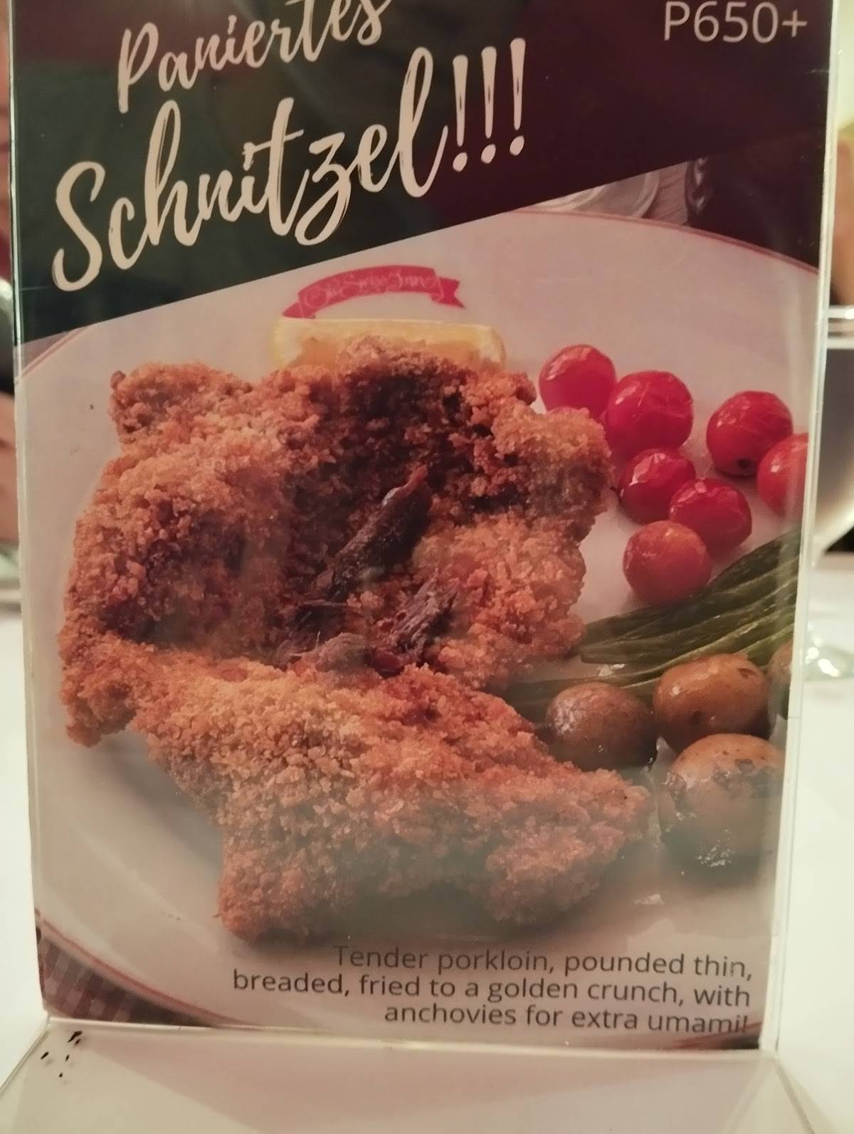 Menu at Old Swiss Inn Restaurant, Makati, Ground Level