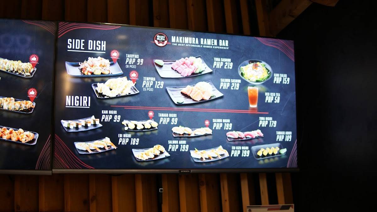 Menu at Makimura Ramen Bar - SM City Clark, Angeles