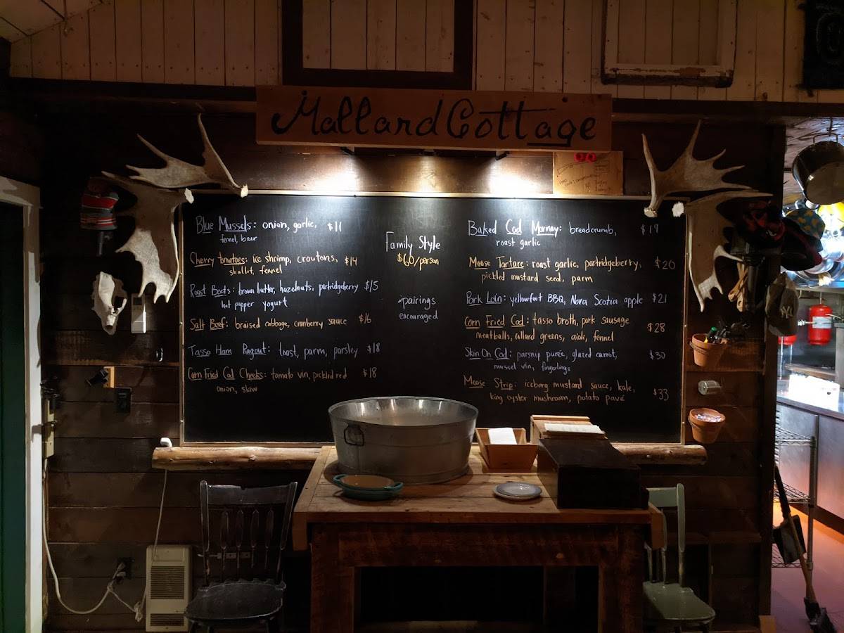 Menu at Mallard Cottage restaurant, St. John's