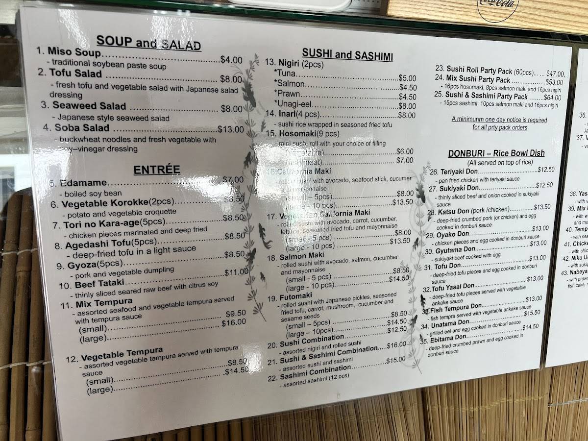 Menu at Iroli Japanese Takeaway restaurant, Malvern