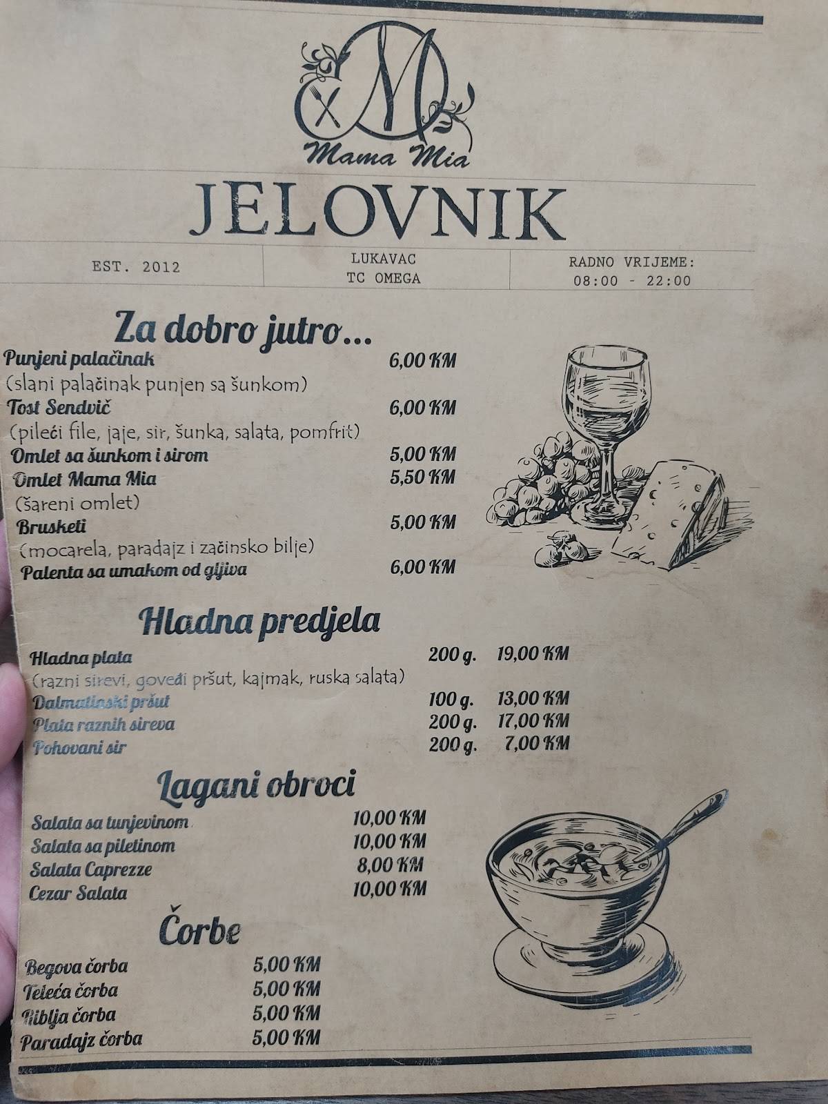 Menu at Lukavac restaurant, Lukavac