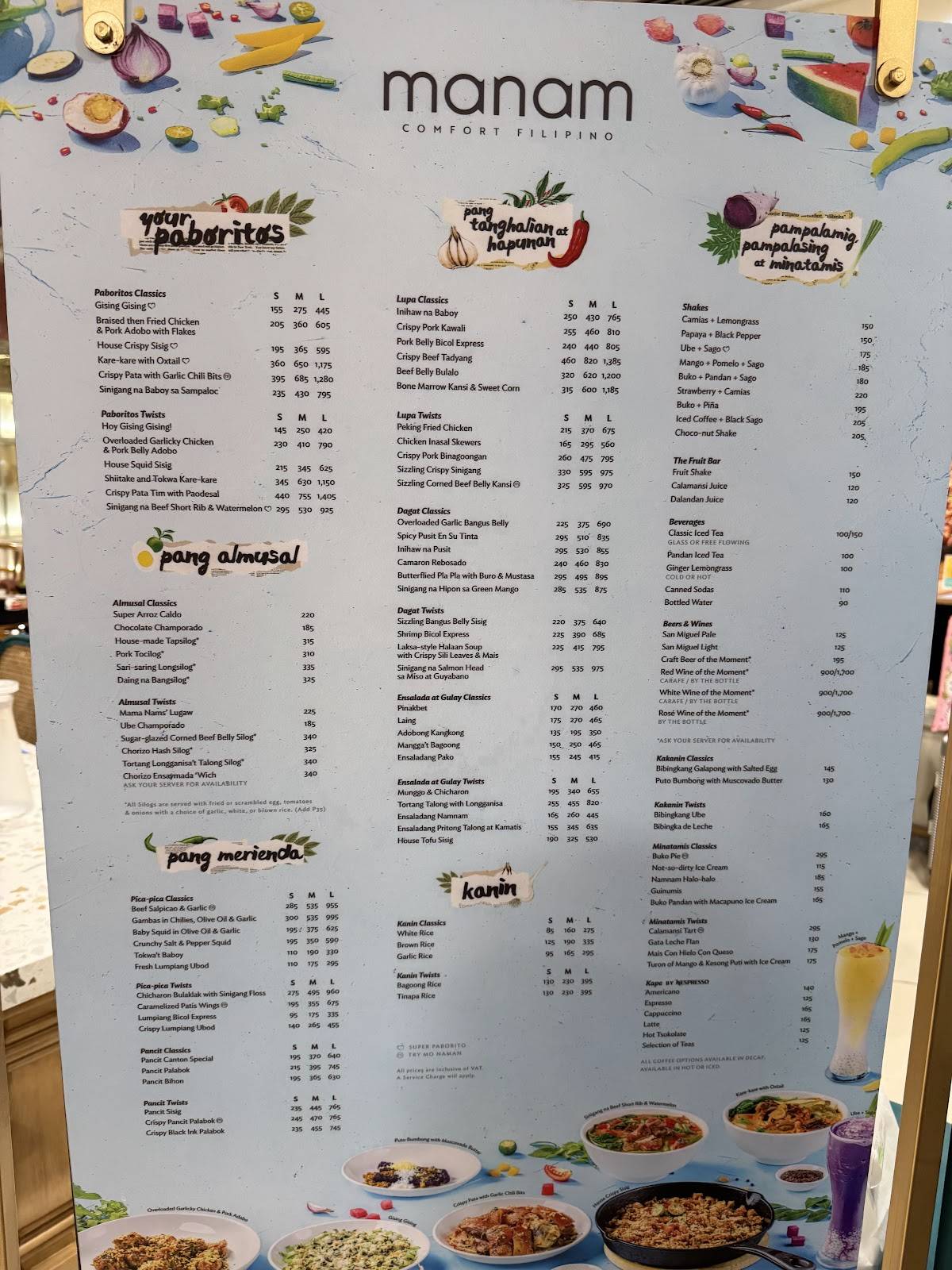 Menu at Manam Cafe, Mandaluyong, 3/F Mega Fashion Hall